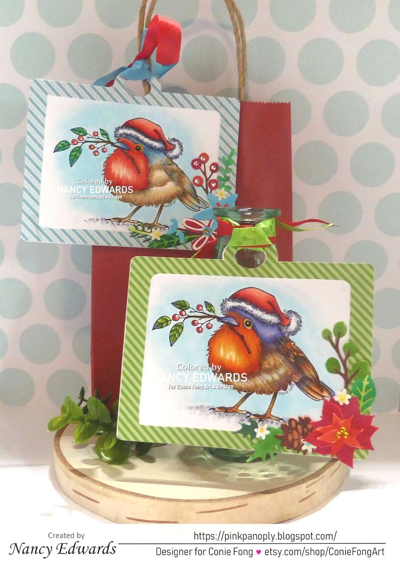 Digital Stamp, Digi Stamp, Digistamp, Red Robin With Berries by Conie ...