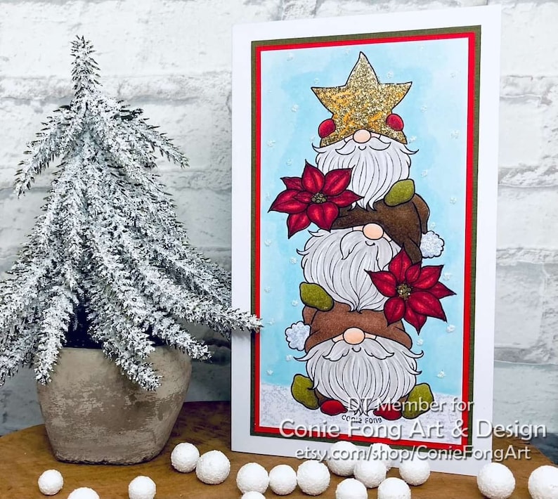 Digital Stamp Digi Stamp Digistamp Christmas Gnome Stack - Etsy