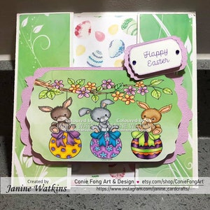 Digital Stamp, Digi Stamp, Digistamp, Easter Bunny Trio Bundle by Conie ...