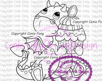 Digital Stamp Digi Stamp Digistamp Tori the Dragon-birthday | Etsy