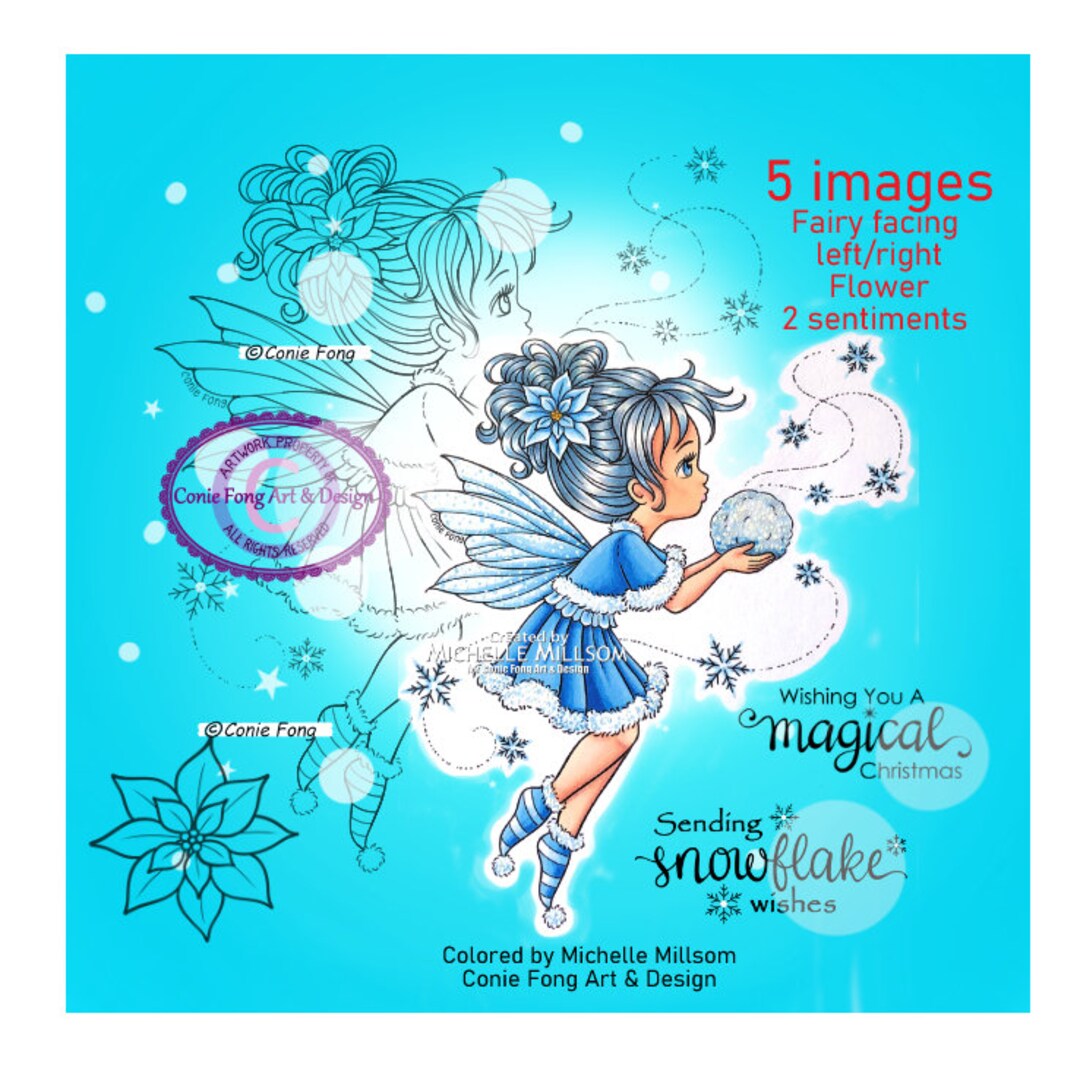 Digital Stamp, Digi Stamp, Digistamp, Snowflake Wishes by Conie Fong ...