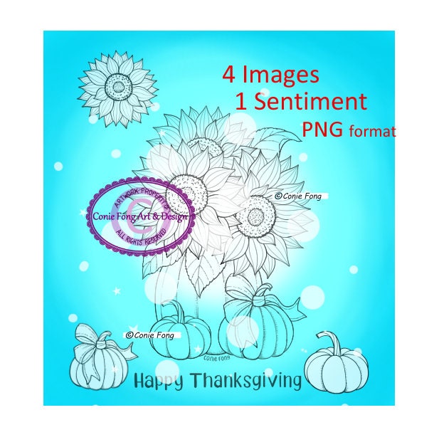 SALE Digital Stamp, Digi Stamp, Digistamp,(png FORMAT) Sunflower ...