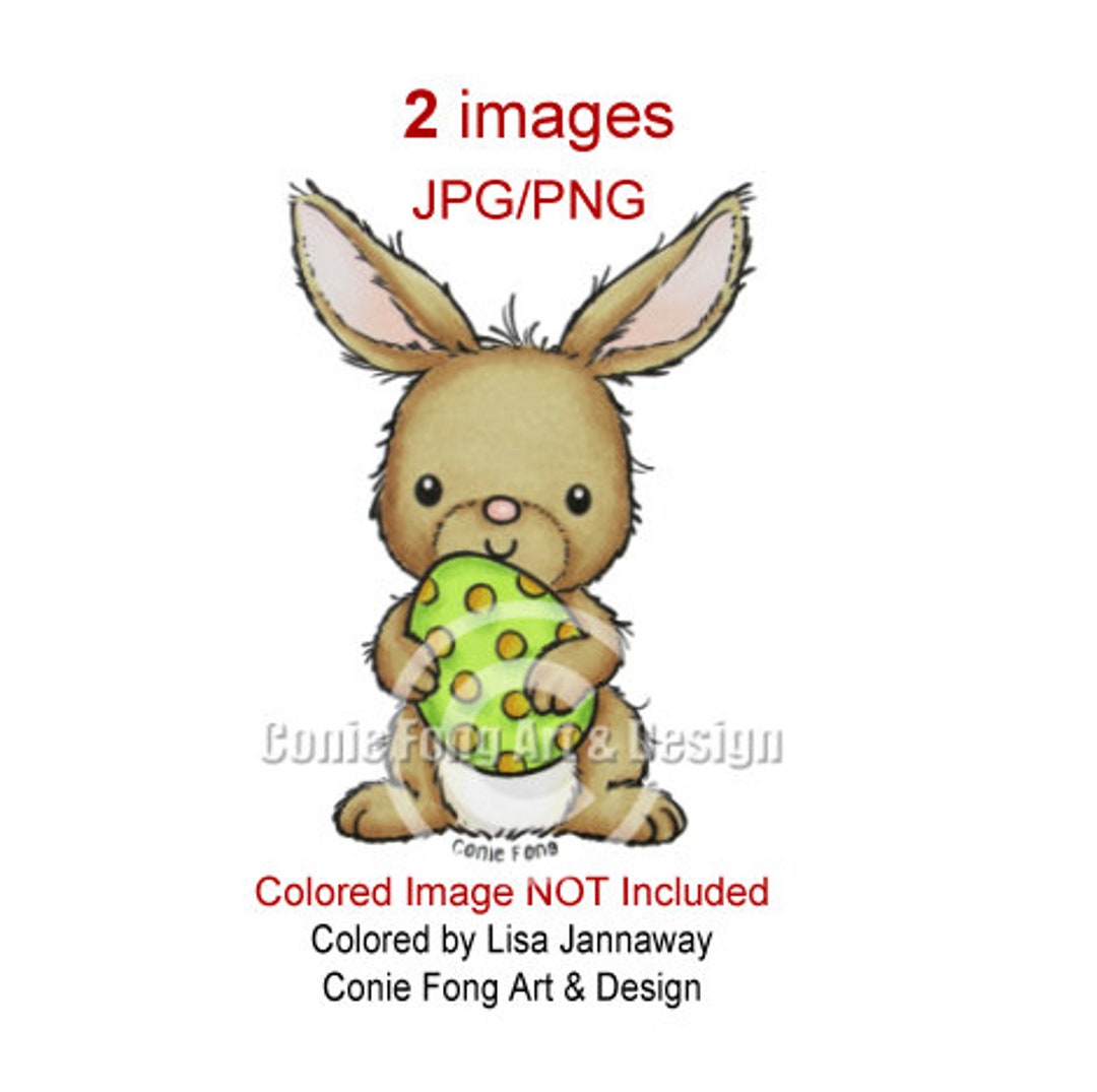 Digital Stamp, Digi Stamp, Digistamp, Rabbit Holding Egg by Conie Fong ...
