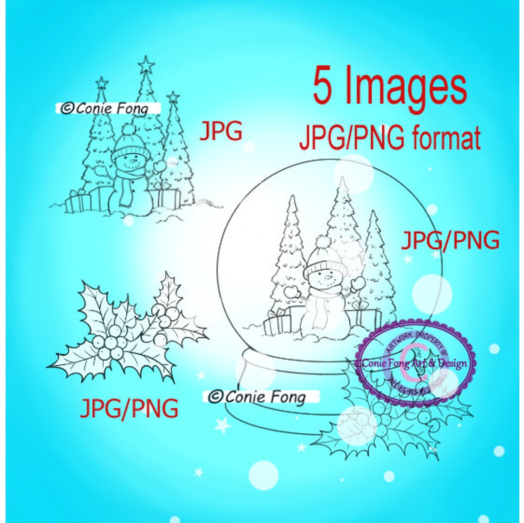 Digital Stamp, Digi Stamp, Digistamp, Snowman Snow Globe Bundle by ...