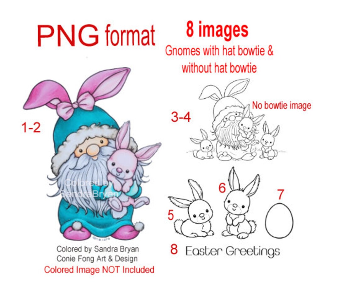 Digital Stamp, Digi Stamp, Digistamp, Easter Bunny Gnome and Sentiment ...