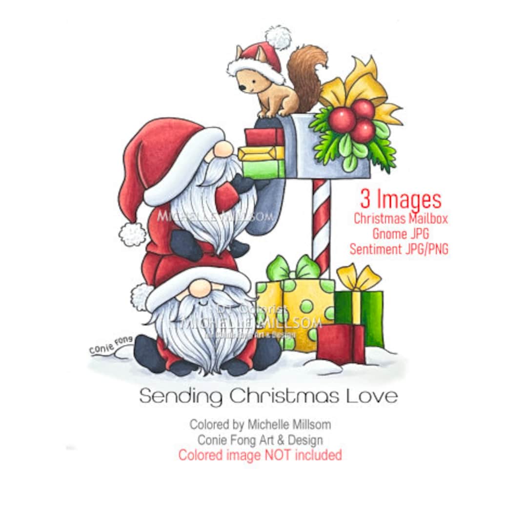 Digital Stamp, Digi Stamp, Digistamp, Christmas Mailbox Gnome and ...