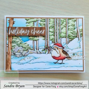 Digital Stamp, Digi Stamp, Digistamp, Red Robin With Berries by Conie ...