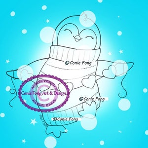 Digital Stamp, Digi Stamp, Digistamp, Penguin Heartstrings, Valentine's ...