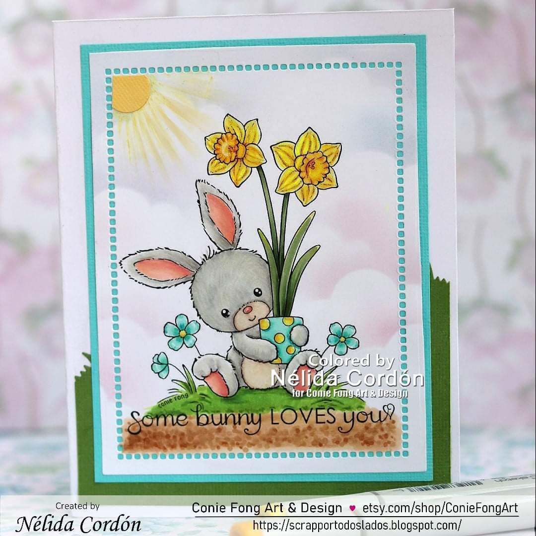 Digital Stamp, Digi Stamp, Digistamp, Bunny Daffodil Bundle by Conie ...