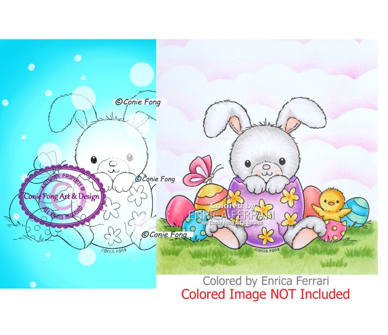 SALE Digital Stamp Digi Stamp Digistamp Easter Bunny Eggs - Etsy