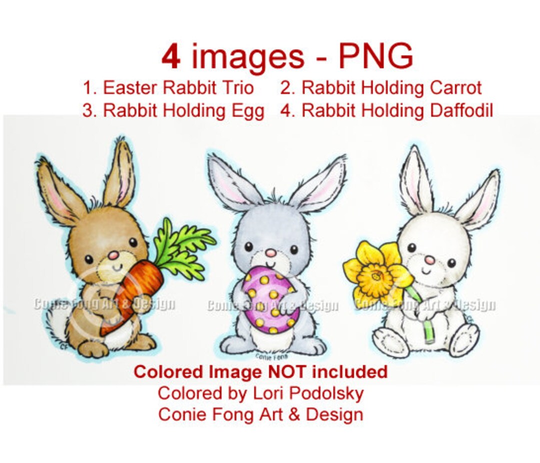 Digital Stamp, Digi Stamp, Digistamp, Easter Rabbit Trio Bundle by ...