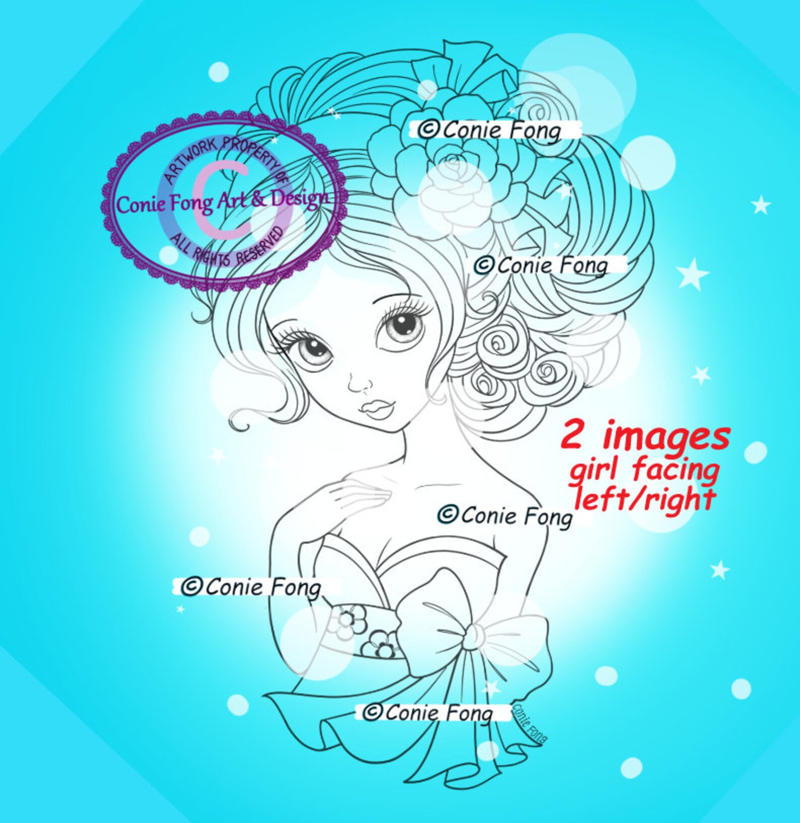 Digital Stamp Digi Stamp Digistamp Emma Rose by Conie Fong | Etsy