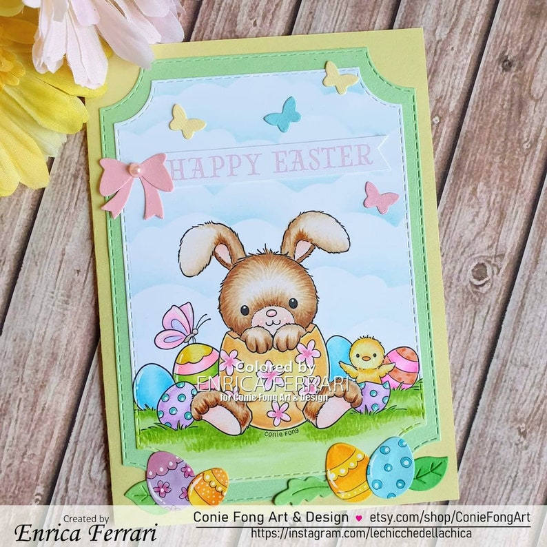 SALE Digital Stamp, Digi Stamp, Digistamp, Easter Bunny Eggs by Conie ...