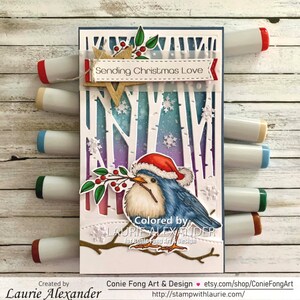 Digital Stamp, Digi Stamp, Digistamp, Red Robin With Berries by Conie ...