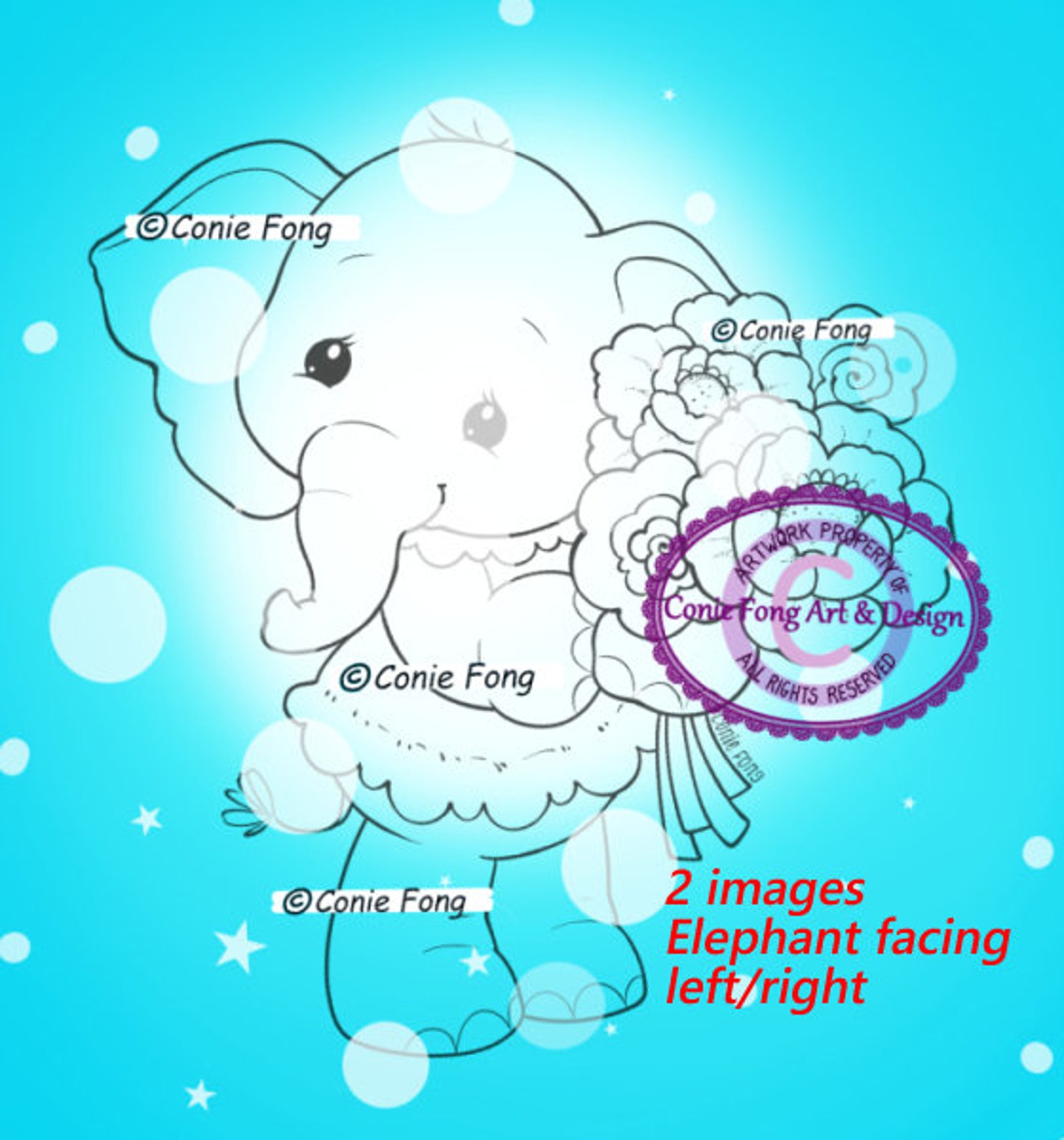 Digital Stamp Digi Stamp Digistamp Ellie Bouquet by Conie - Etsy