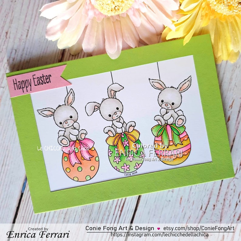 Digital Stamp, Digi Stamp, Digistamp, Easter Bunny Trio Bundle by Conie ...