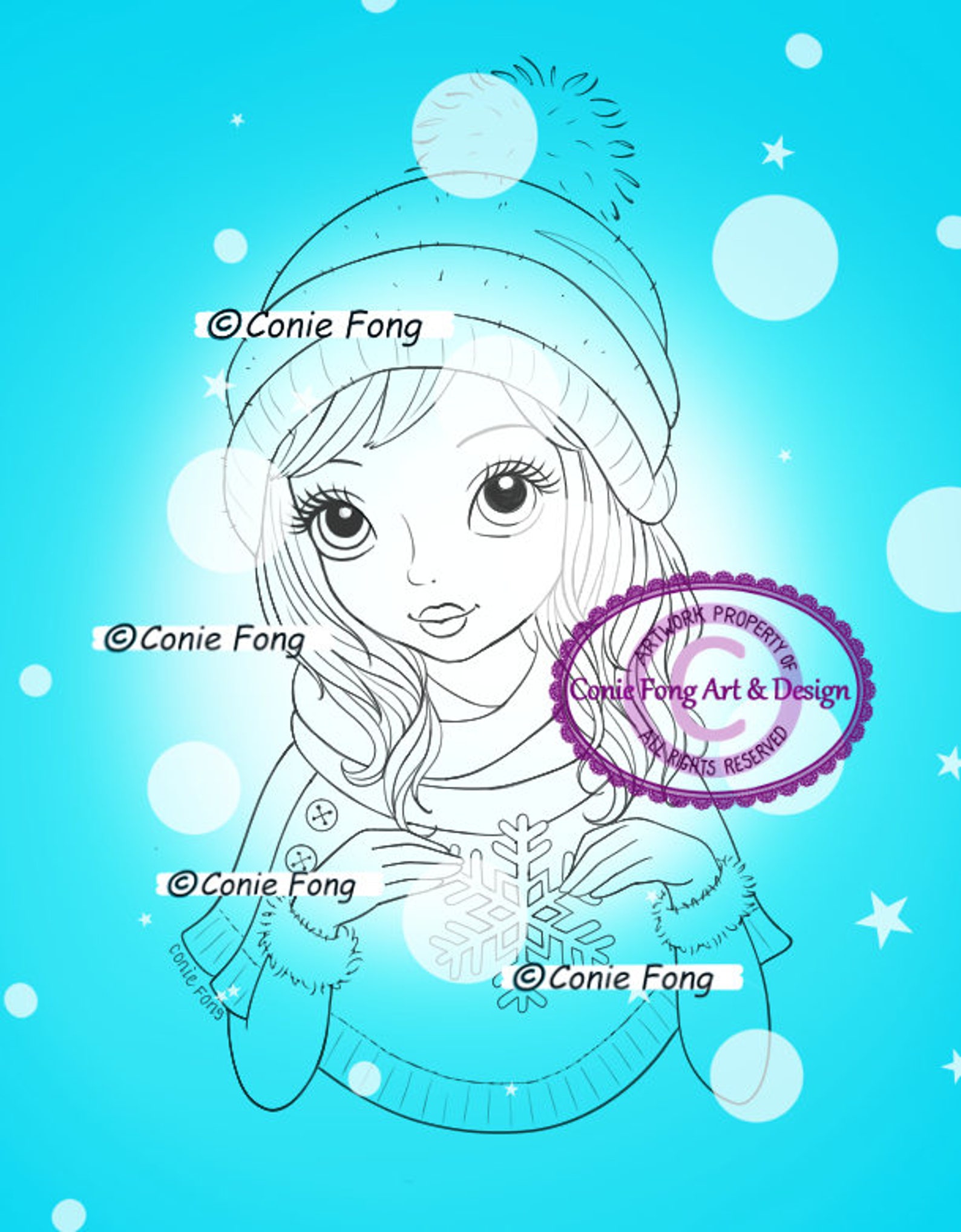 Digital Stamp Digi Stamp Digistamp Susie Snowflake by Conie - Etsy