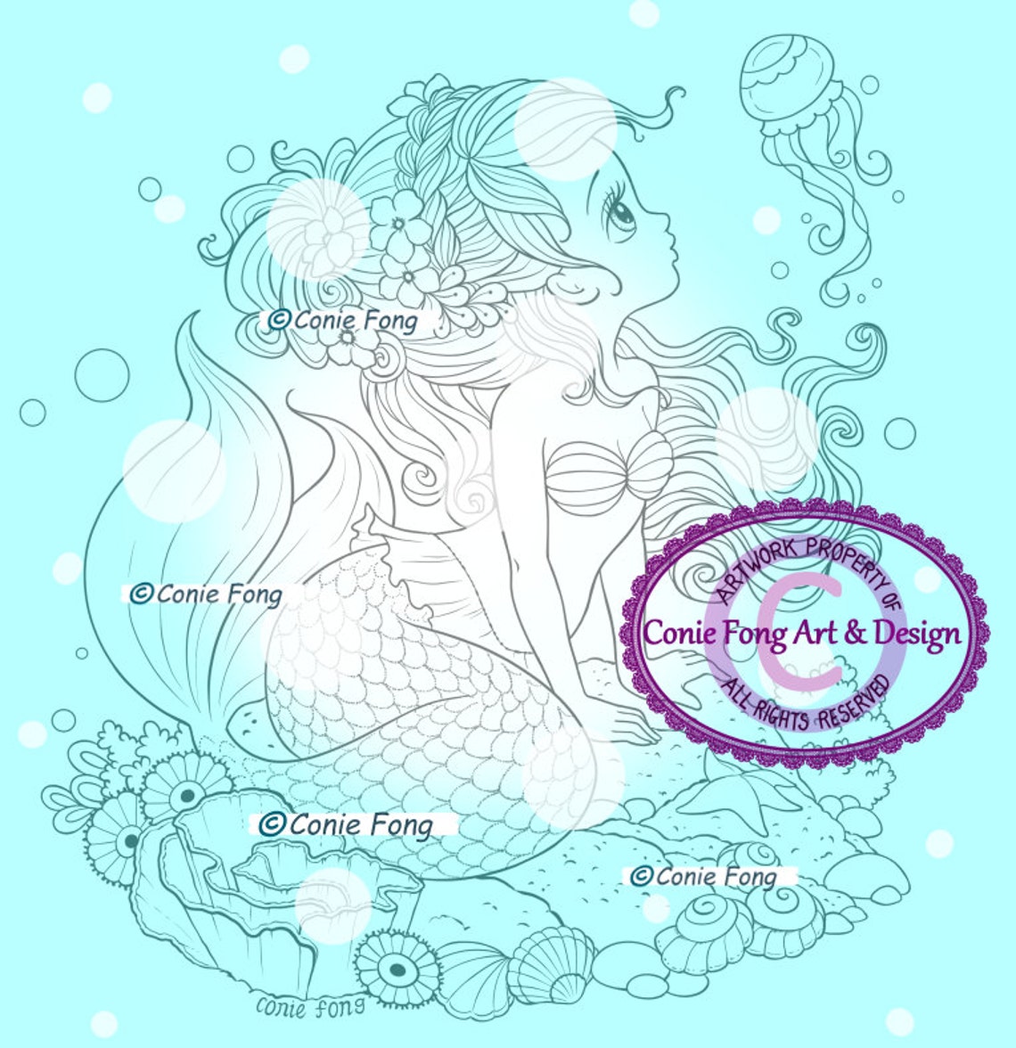 Kit and Clowder Digital Stamp, Digi Stamp, Digistamp, Ariela Mermaid by ...