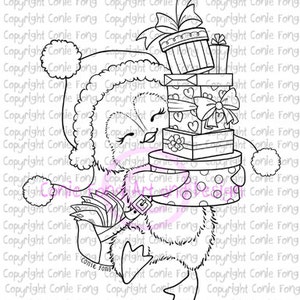 Digital Stamp, Digi Stamp, Snowy Delivering Presents by Conie Fong ...