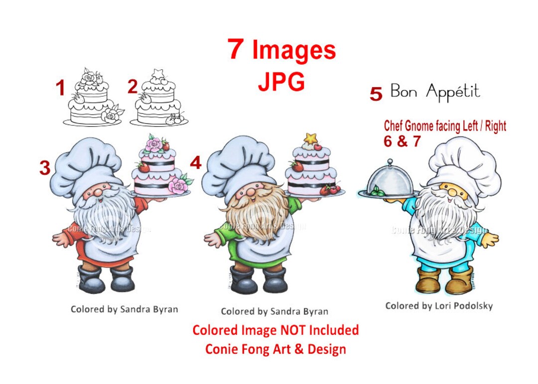 Digital Stamp, Digi Stamp, Digistamp, Cake Chef Gnome / Chef Gnome ...