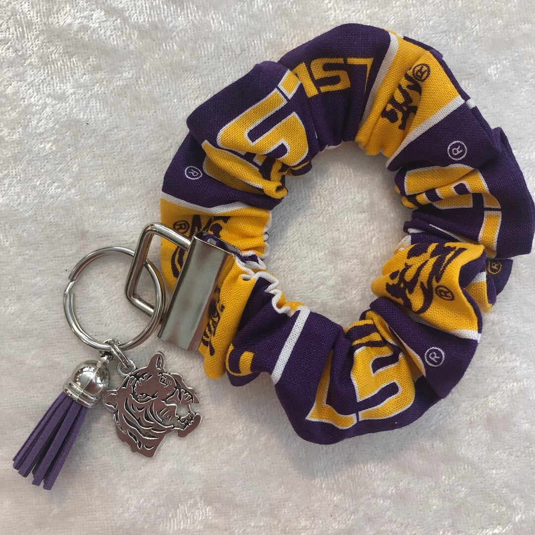 LSU Tigers Scrunchie Keychain, LSU Tigers Wrislet, Geaux Tigers - Etsy