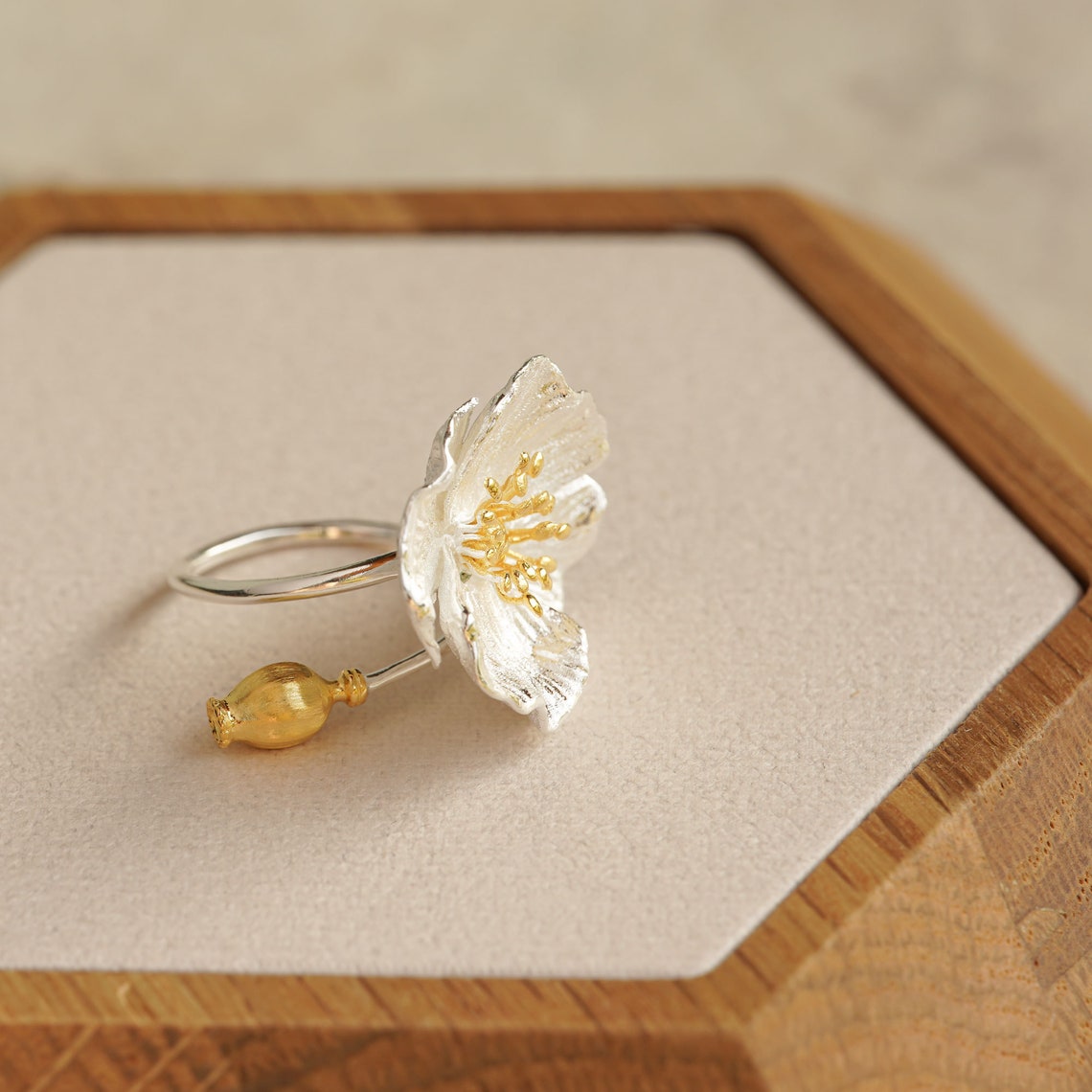 Silver Poppy Ring - A Tribute to Nature's Timeless Beauty, Gift for Her ...