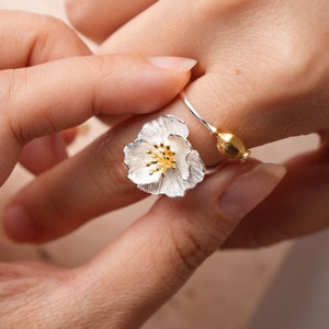 Silver Poppy Ring - A Tribute to Nature's Timeless Beauty, Gift for Her ...