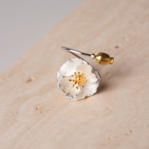 Silver Poppy Ring - A Tribute to Nature's Timeless Beauty, Gift for Her ...