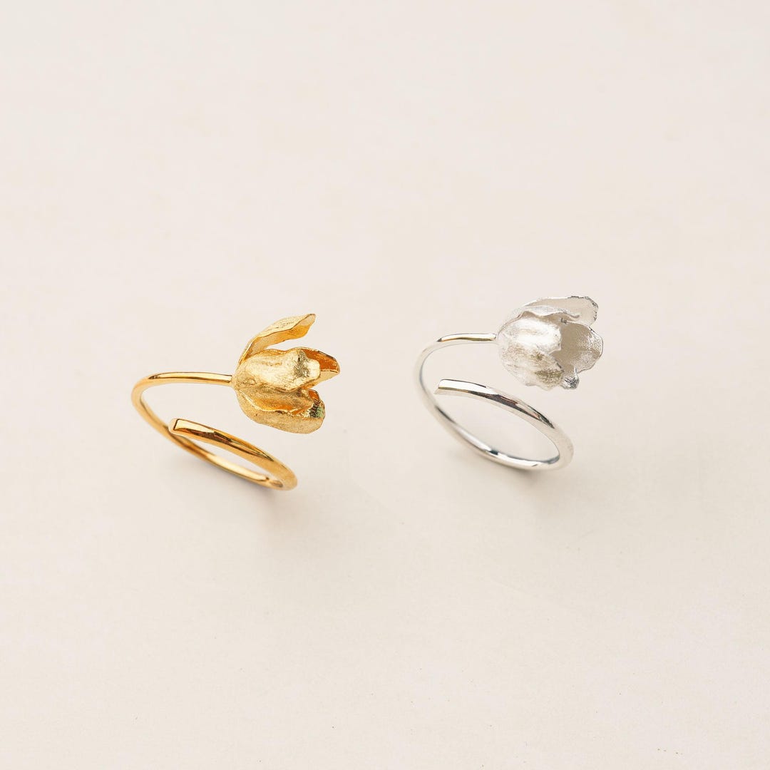 Adjustable Tulip Ring in Sterling Silver or Gold Vermeil – Handmade ...