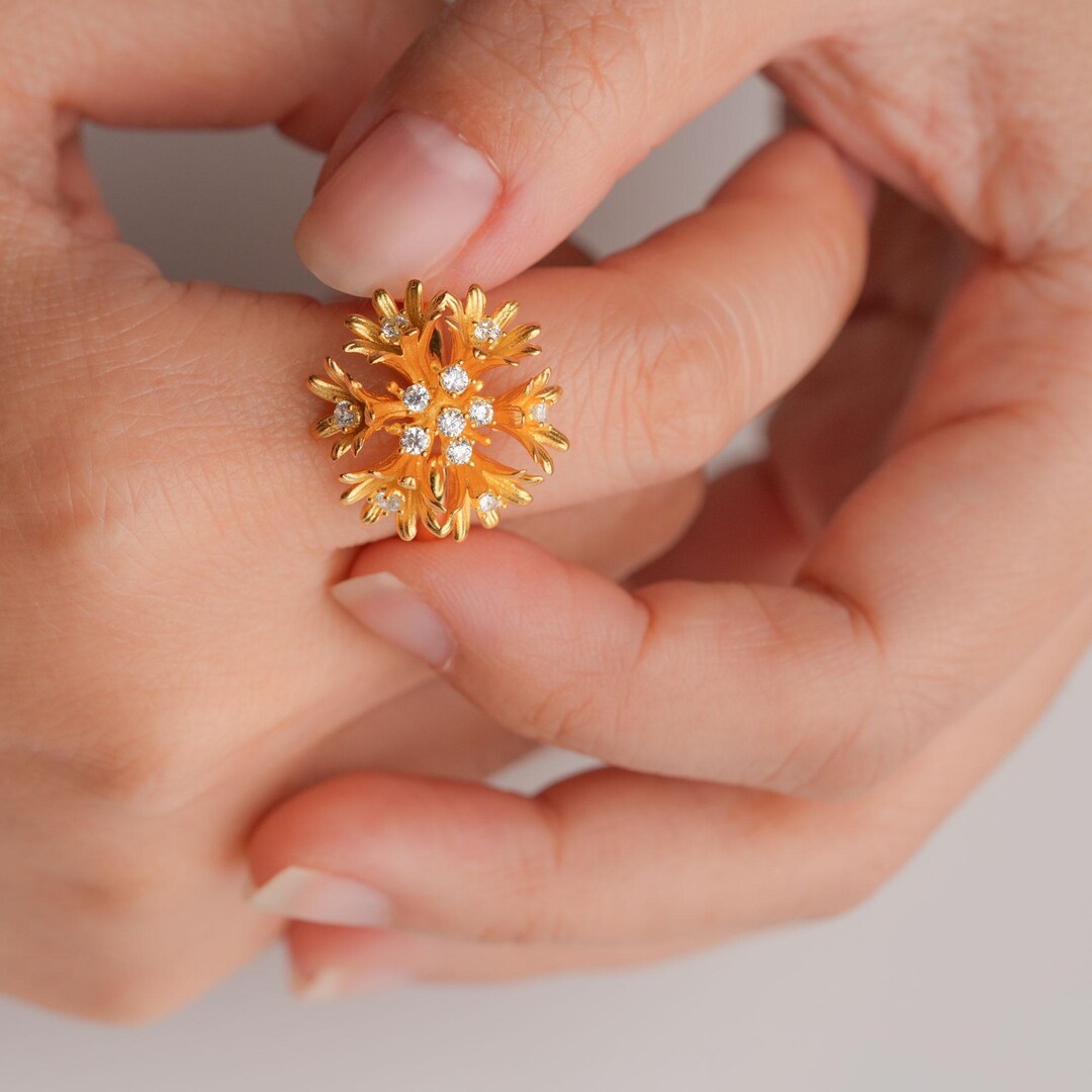 Adjustable Cornflower Bloom Ring – Sterling Silver Floral With ...