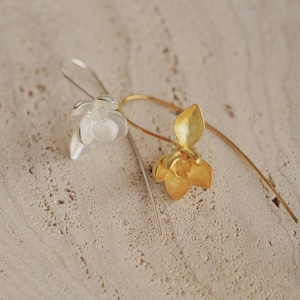 Gold Magnolia Earrings | Silver Flower Drop Earrings - Etsy