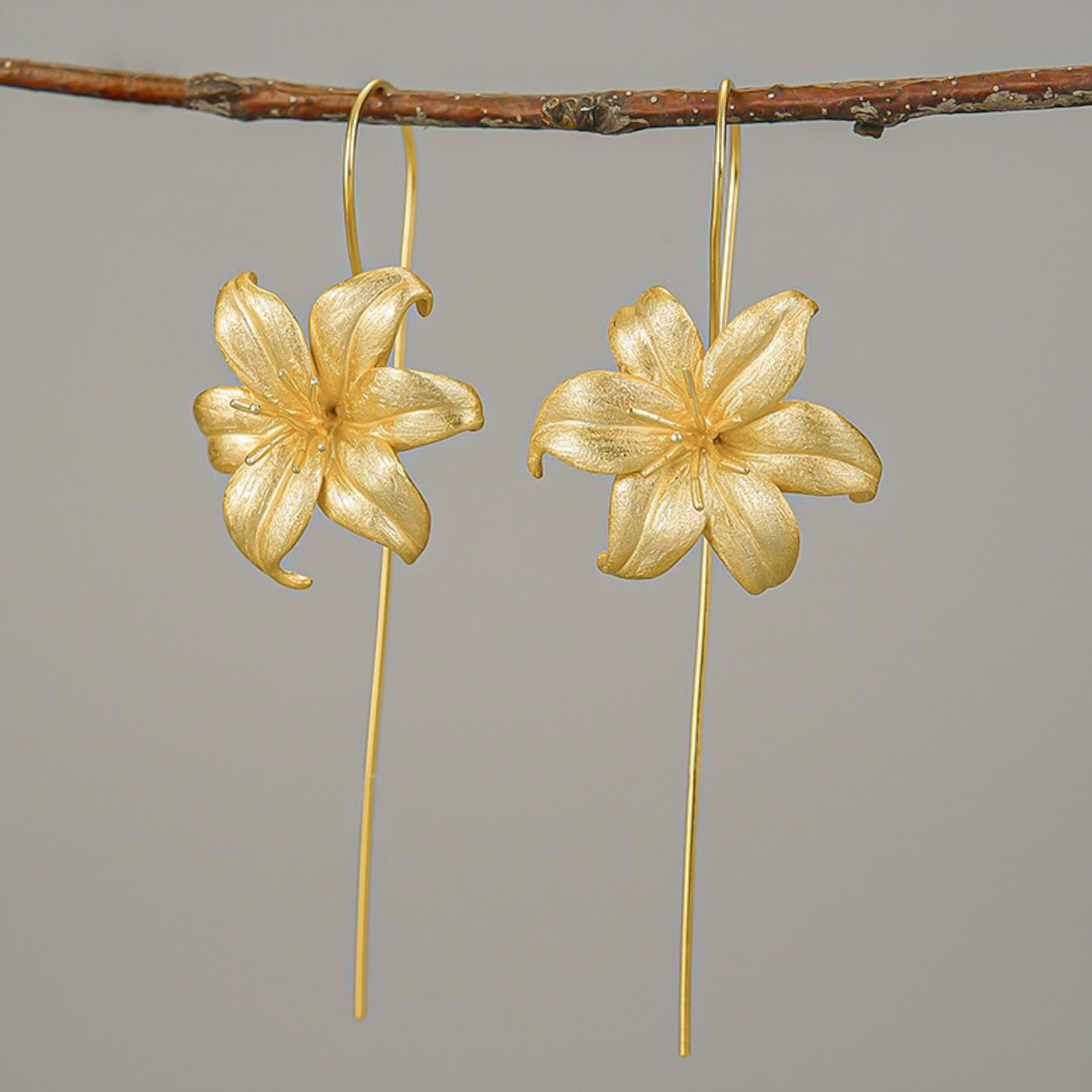 LILY EARRINGS, Botanical Earring, Plant Earring,lily Drop Earring ...