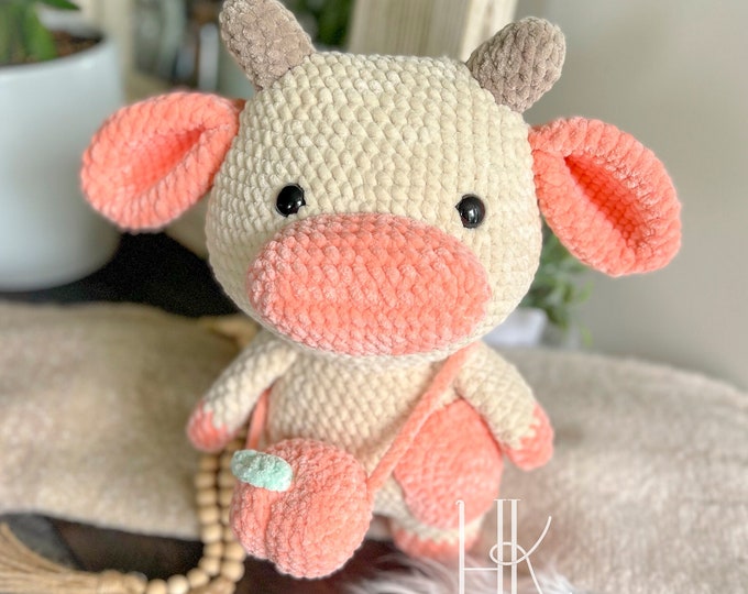 Jumbo Crochet Peach Cow Peaches and Cream Cow Handmade Amigurumi ...