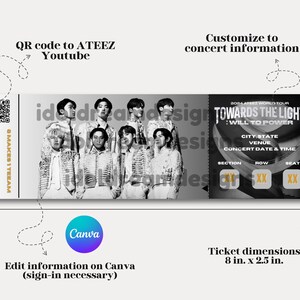 ATEEZ Towards the Light Customizable Concert Tour Ticket, Ateez Merch ...