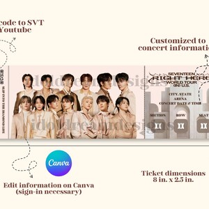 SEVENTEEN Right Here Tour Customizable Ticket, SVT Concert Merch, Right ...