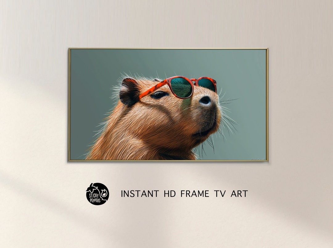 Capybara Sunglasses TV Frame Art Instant Digital Download - Etsy