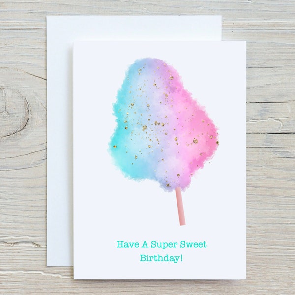 Cotton Candy Birthday Card - Etsy