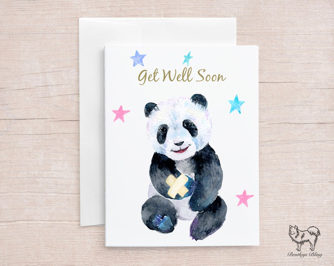 Adorable Get Well Soon Panda Card, Cute Panda Bear Card. - Etsy