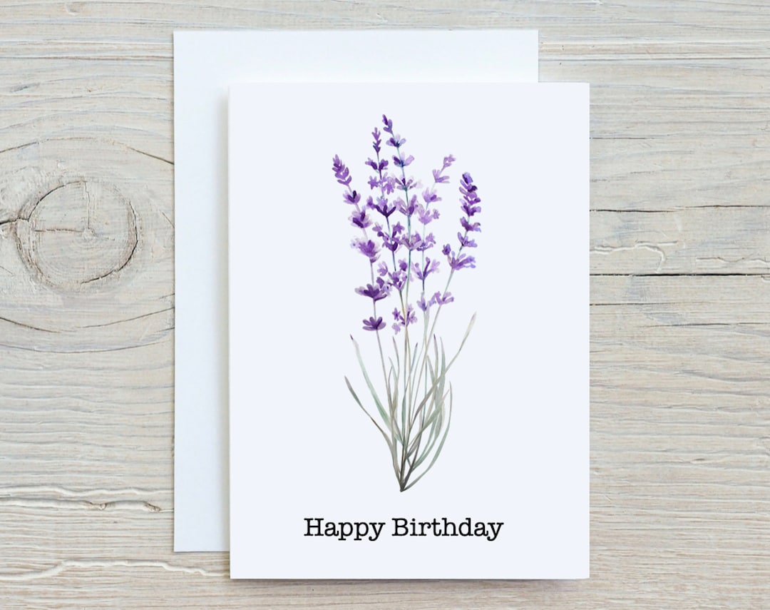 Happy Birthday Card, Lavender Card, Lavender Happy Birthday Card. - Etsy