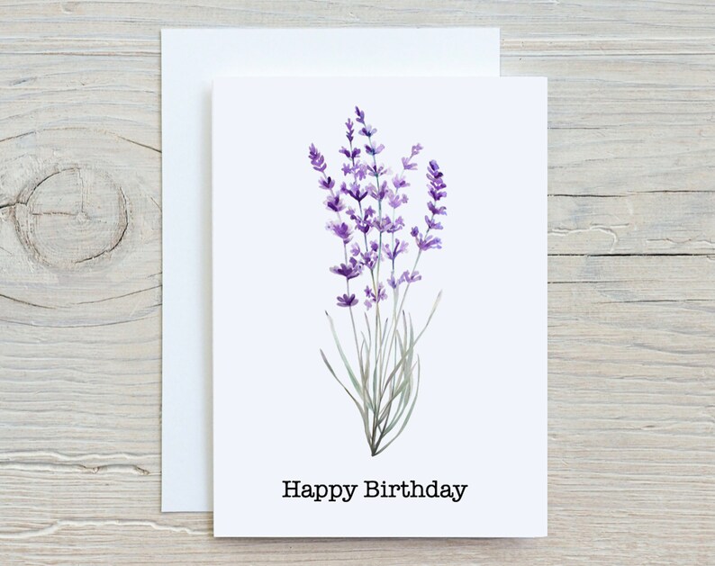 Happy Birthday Card, Lavender Card, Lavender Happy Birthday Card. - Etsy