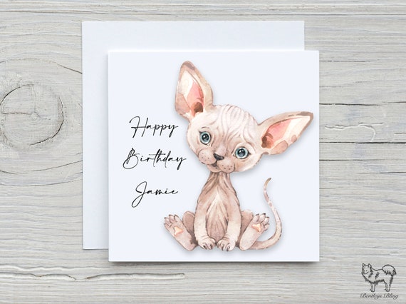 Cute Personalised Sphynx Cat Birthday Card Sphynx Card Cute | Etsy