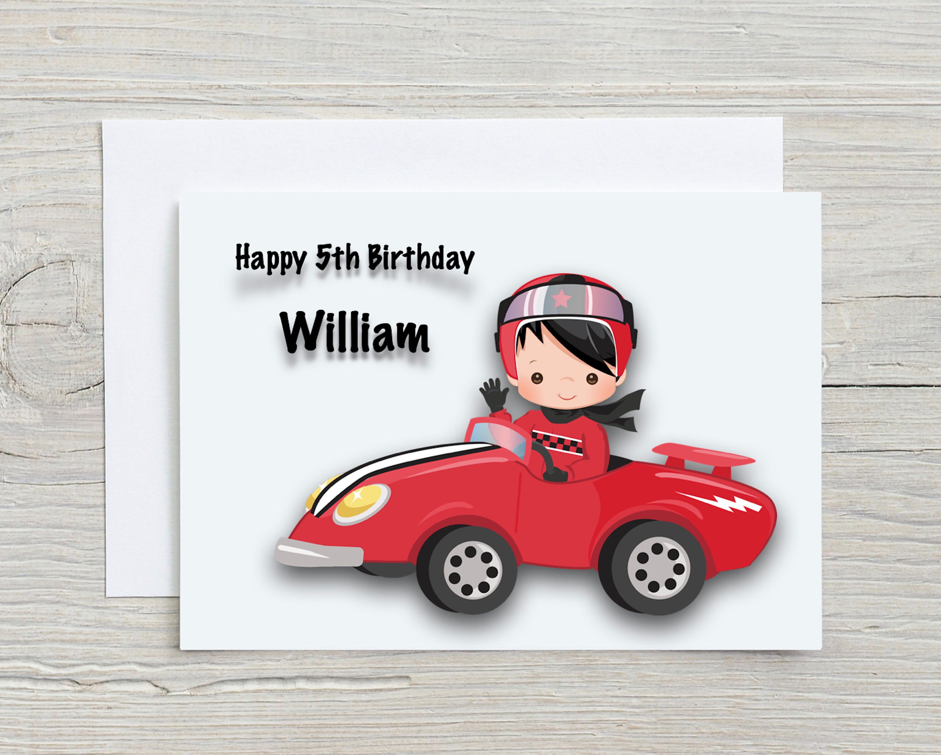 Personalised Race Car Birthday Card. - Etsy