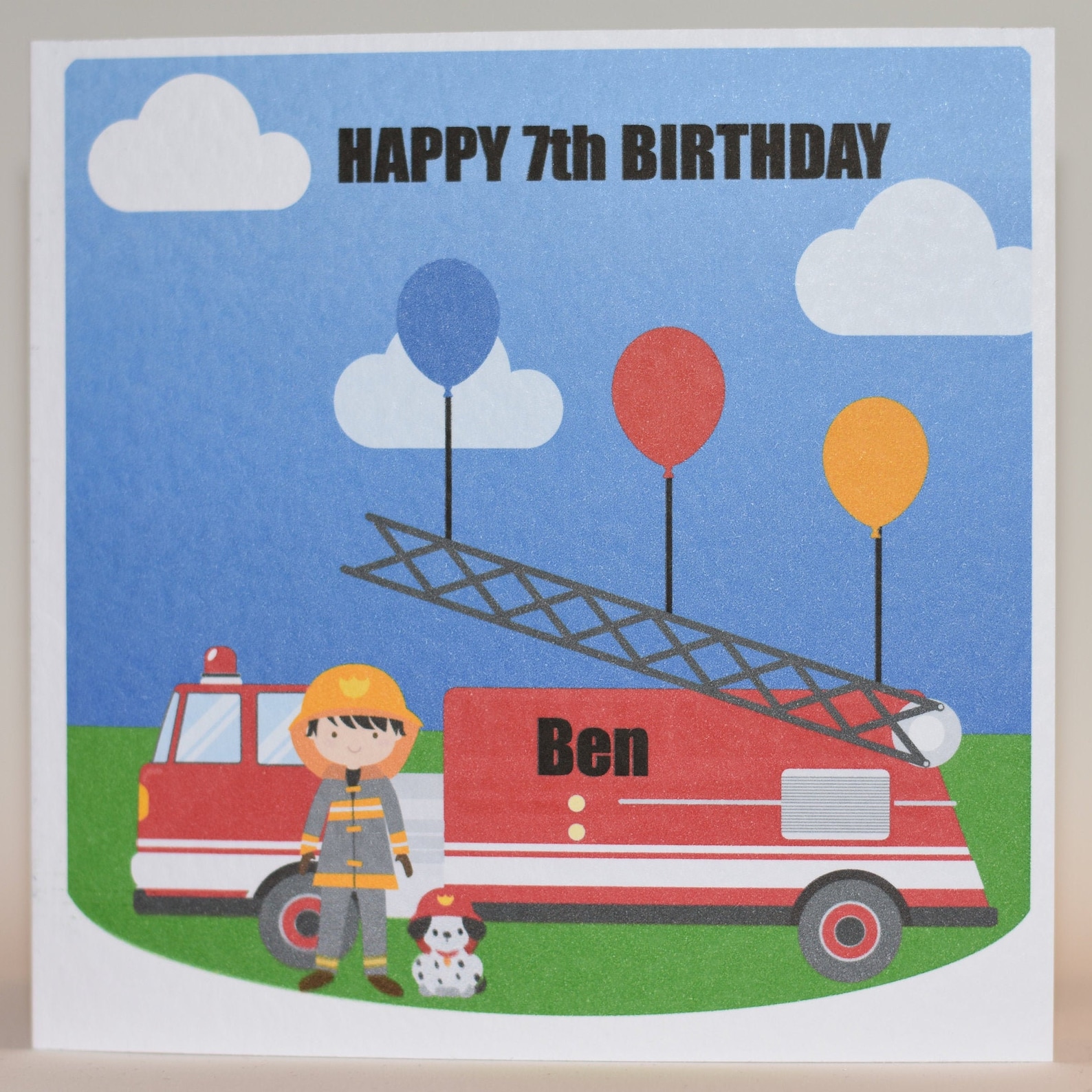 Personalised Fire Engine Birthday Card - Etsy