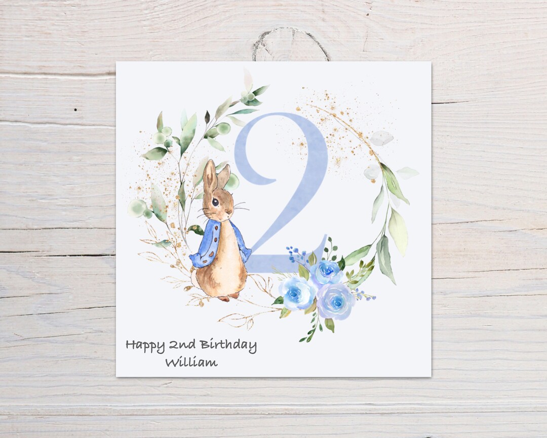 Personalised Peter Rabbit 2nd Birthday Card. - Etsy