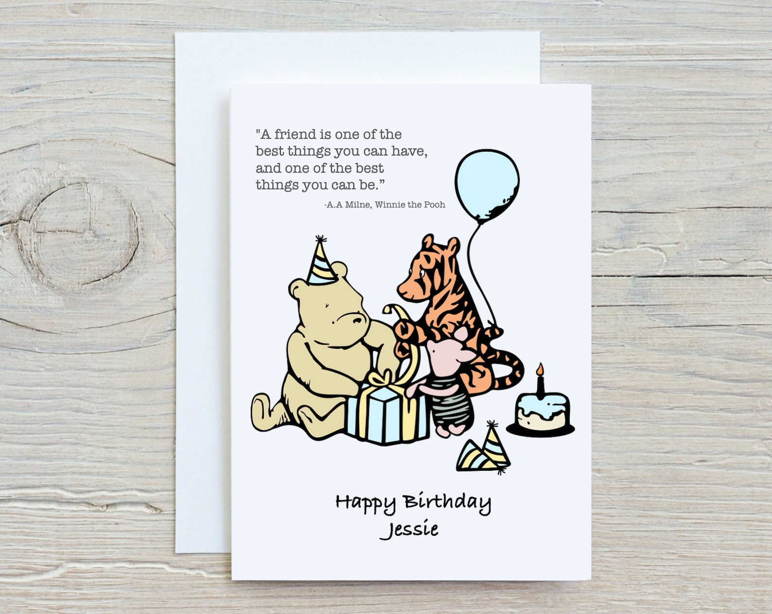Winnie the Pooh Birthday Card Personalised. - Etsy