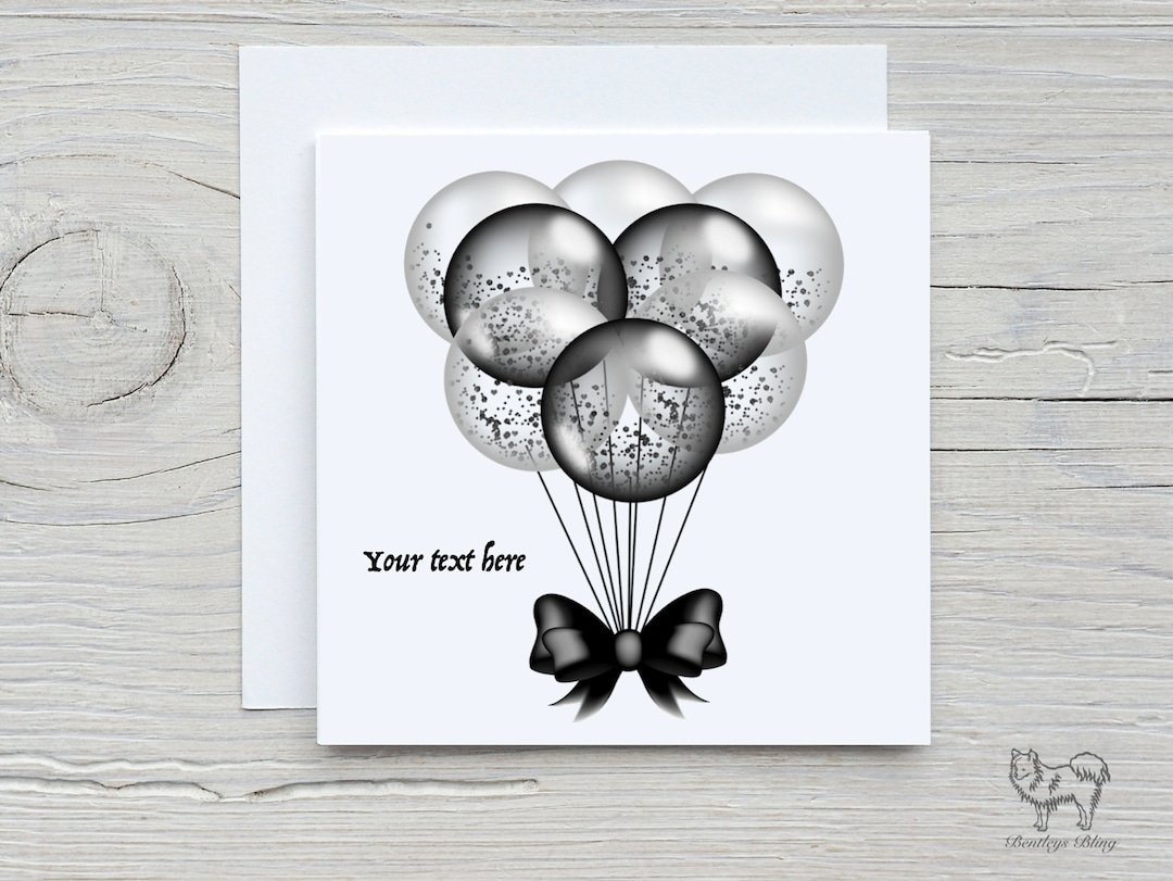Greyscale Balloon Bouquet, Birthday Card, Congratulations Card ...