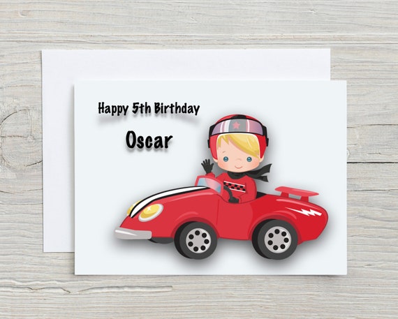 Personalised Race Car Birthday Card. | Etsy