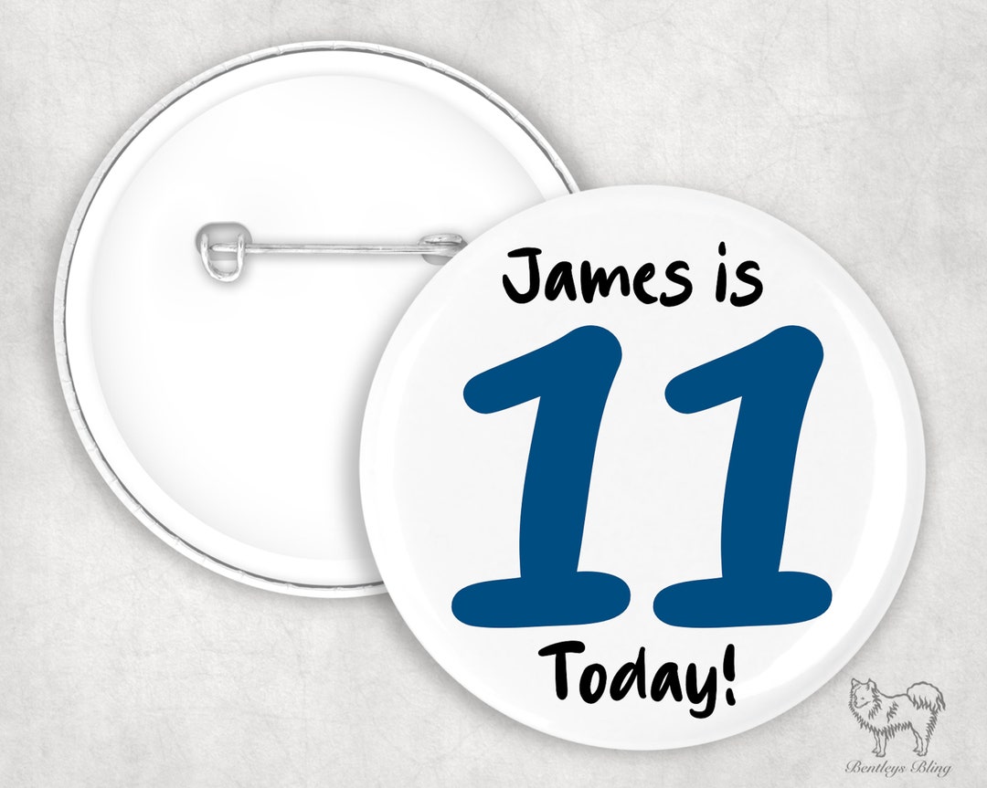 Personalised Age Birthday Badge, Birthday Badge, Age Badge, Blue Number ...