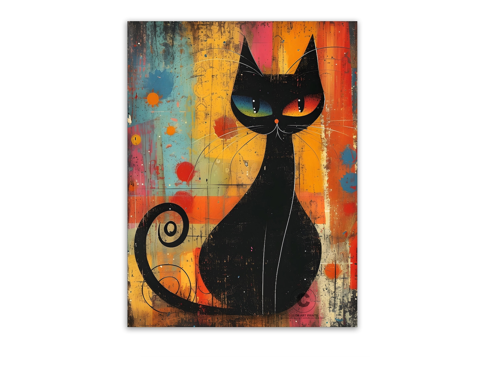 Mid-century Atomic Black Cat Art Print: 1950s Retro Home Decor (8.5x11 ...