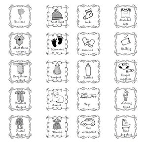 Printable Nursery Labels Instant Download - 30 Black and White Simple ...